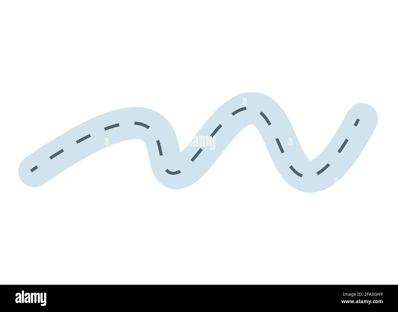 the road is curving. hand drawing cartoon simple style. vector ...