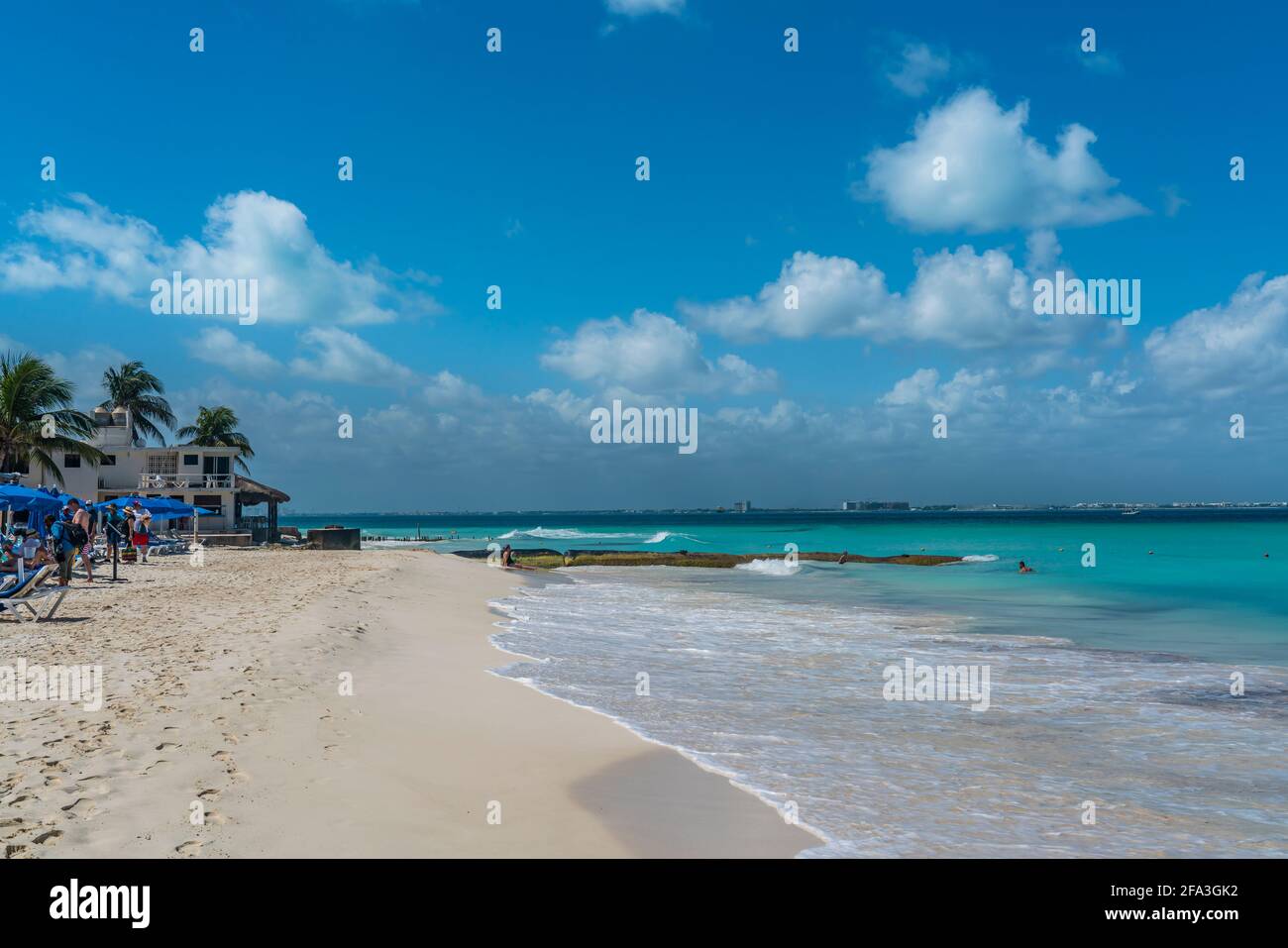 ISLA MUJERES, MEXICO - MARCH 12. 2021: Playa Norte - north beach with ...