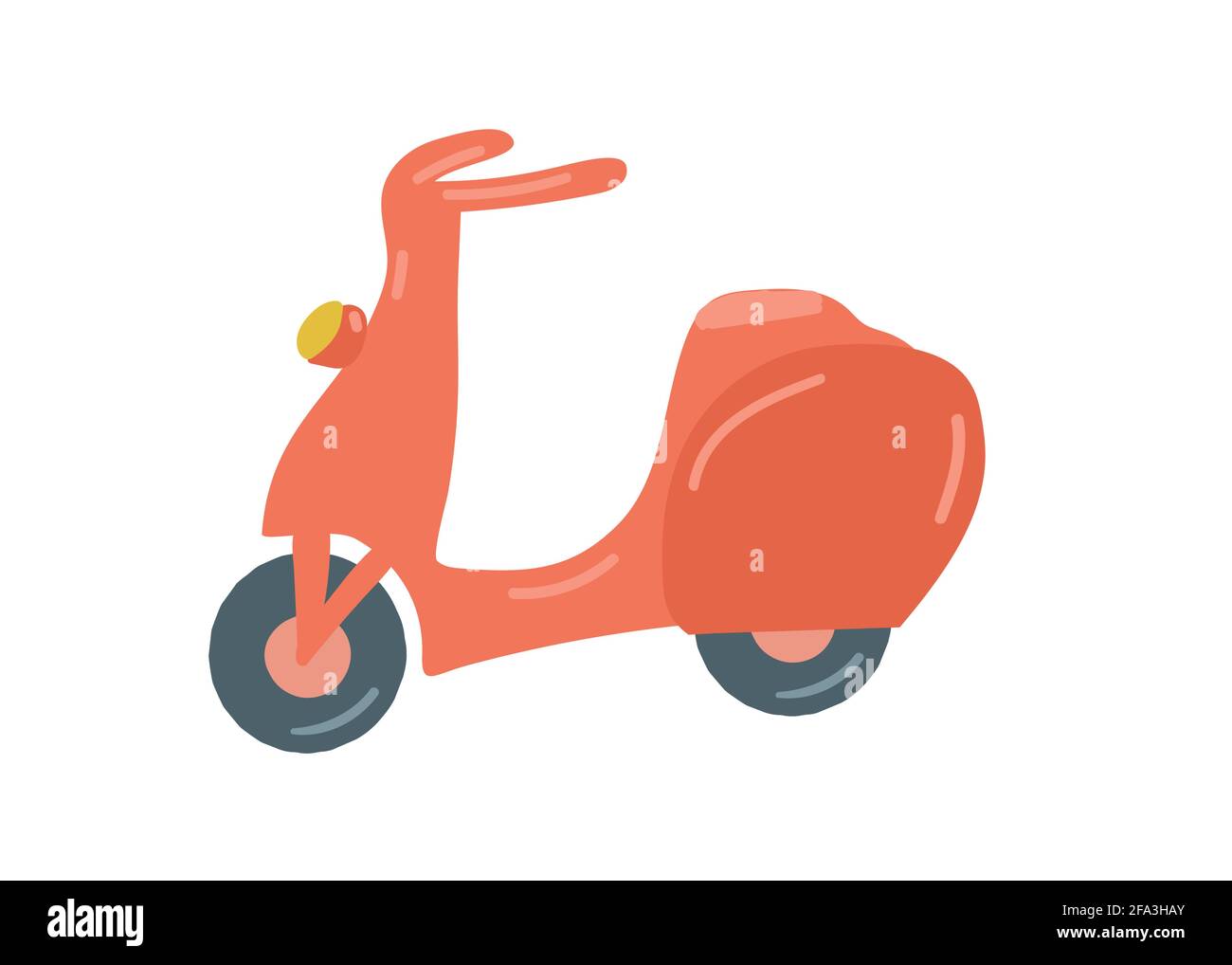 red motorbike. scooter isolated.. retro moped. hand drawn cartoon style ...