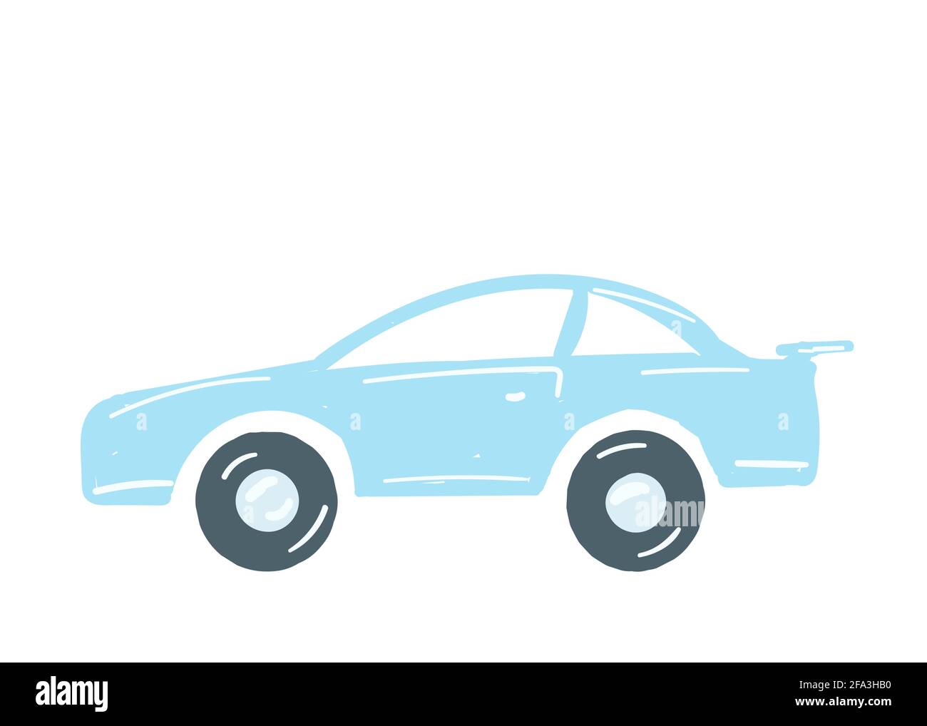light blue car. isolated car. hand drawn cartoon style, vector ...