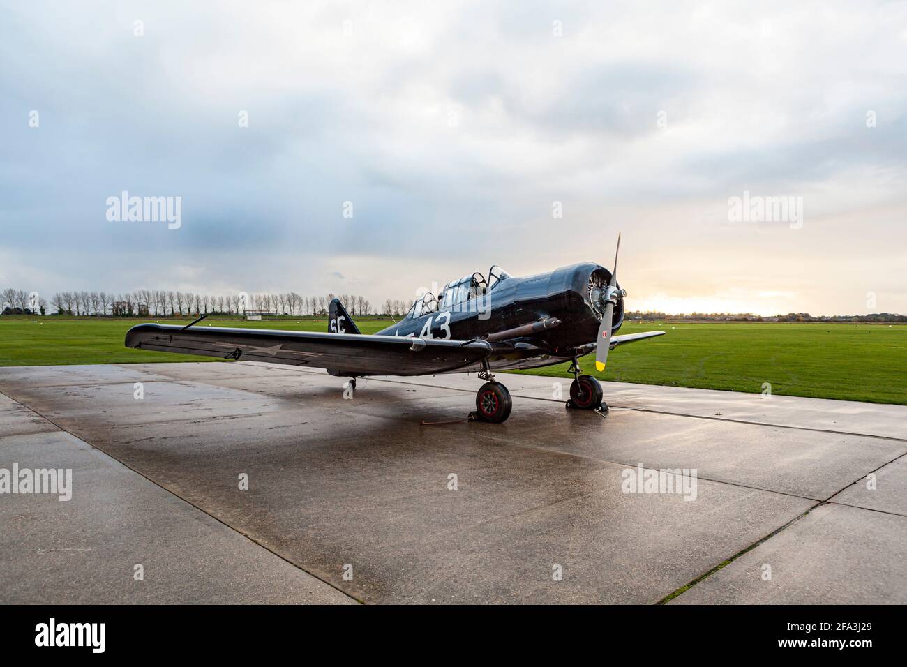 The single-engined Harvard trainer WWII aircraft, this example being ...