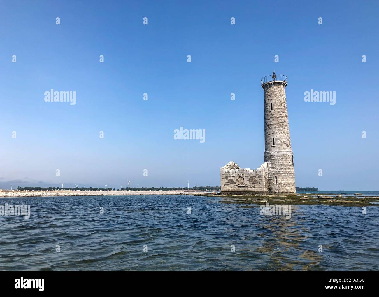 The stone remains and ruins of Mohawk Island Lighthouse, a Parks Canada ...