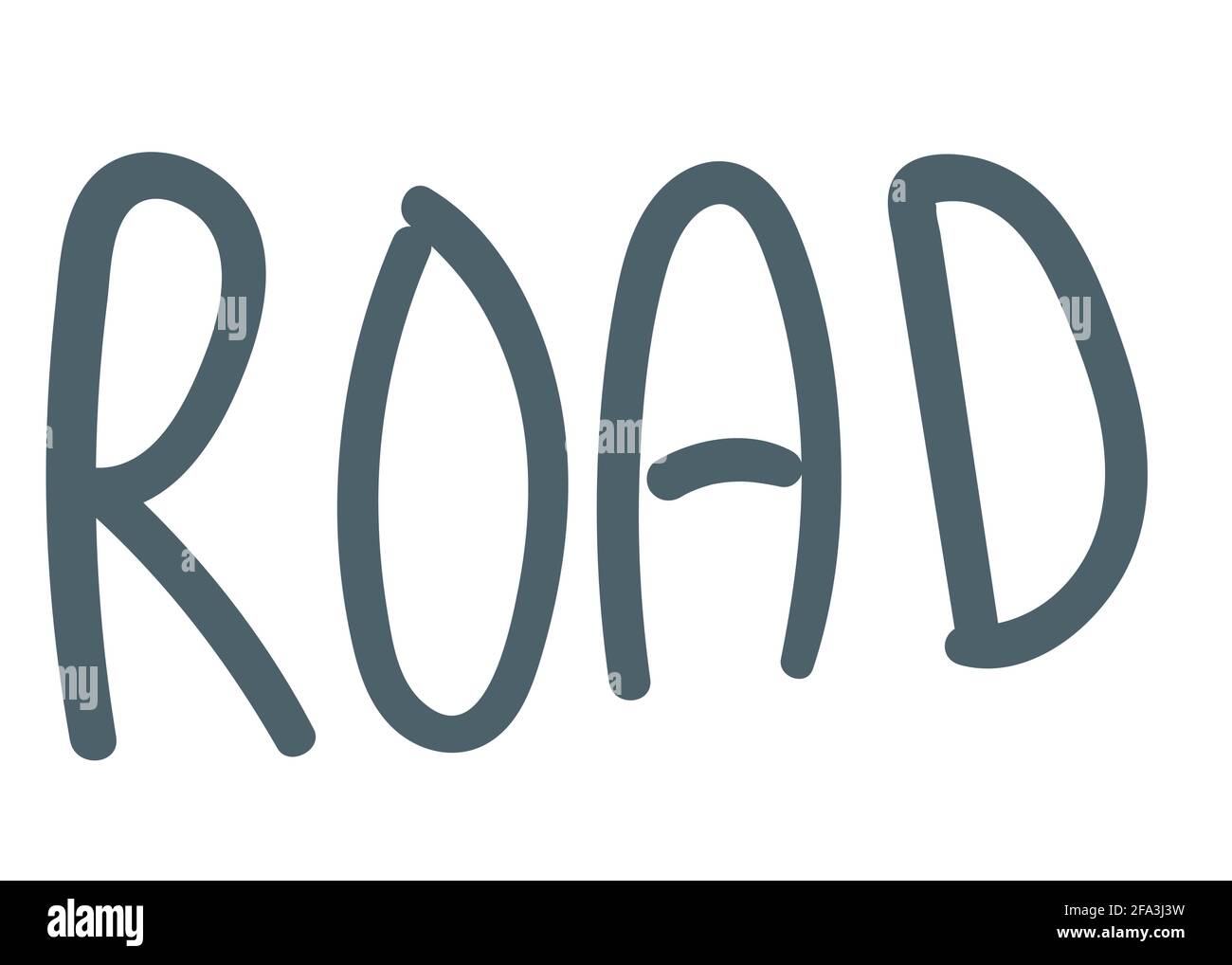inscription road handwritten. hand drawing. vector illustration. hand ...