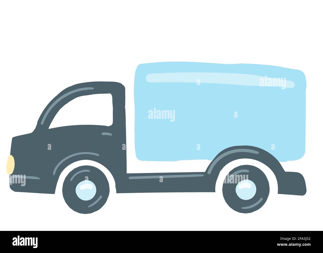 the truck is blue. isolated car. hand drawn cartoon style, vector ...