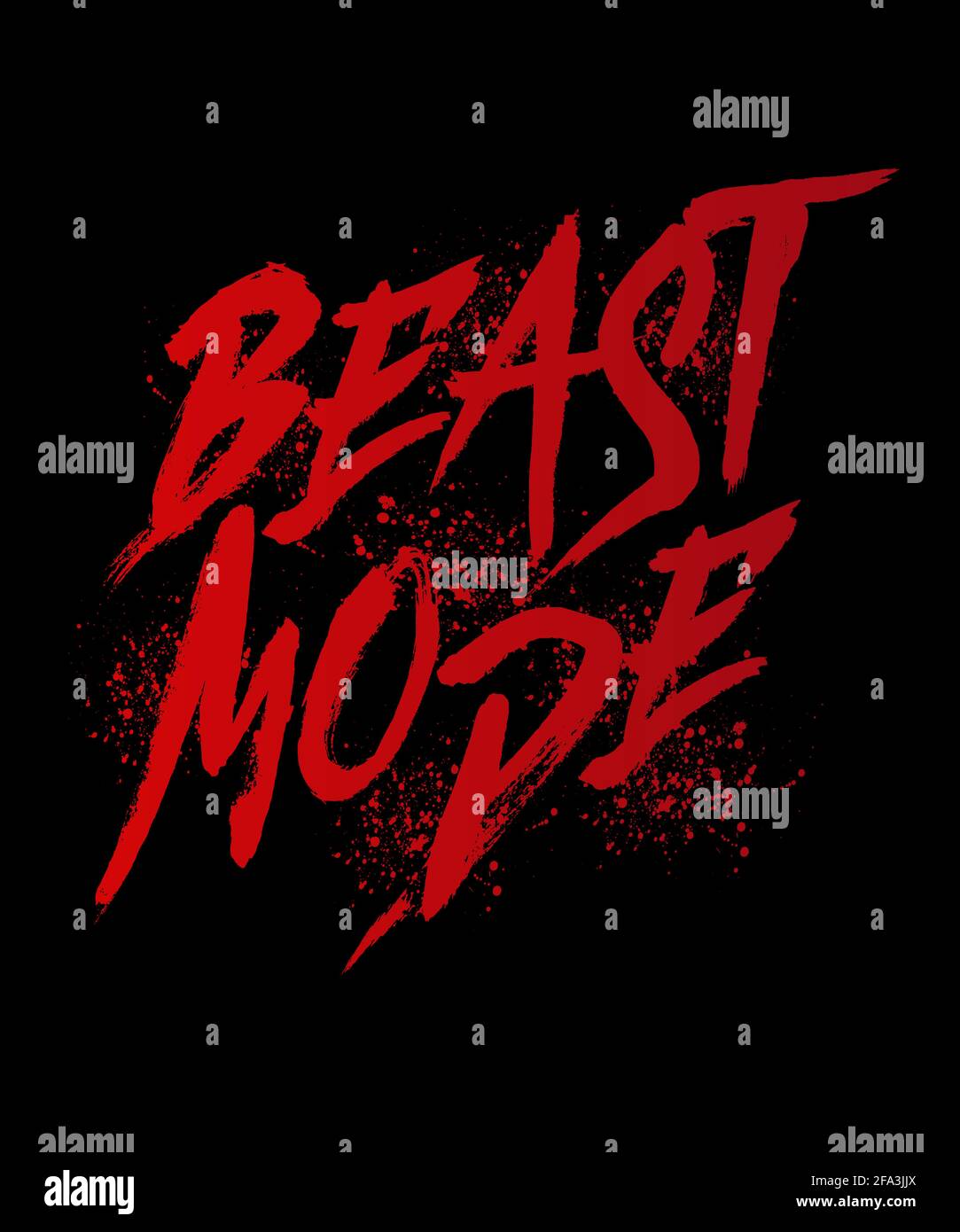 Beast mode word hand lettering. brush style letters on isolated ...