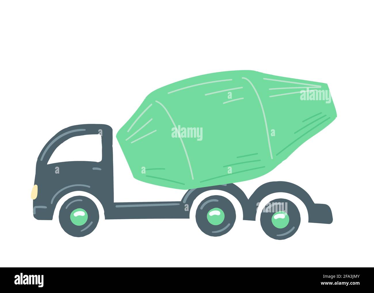 truck concrete mixer machine green. isolated car. construction ...