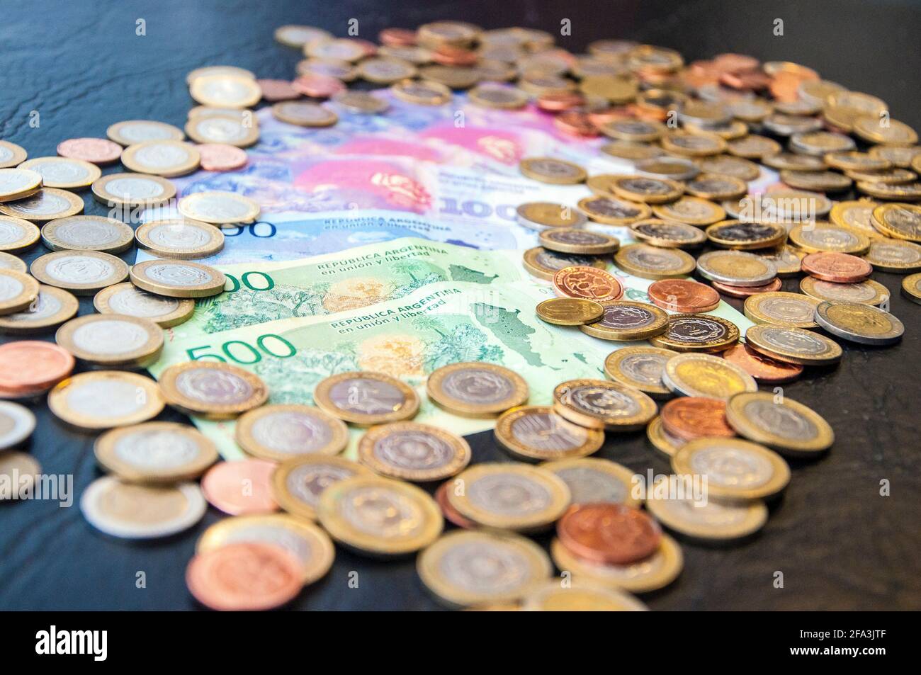 Money and Cash: Argentine pesos (coins and bills Stock Photo - Alamy