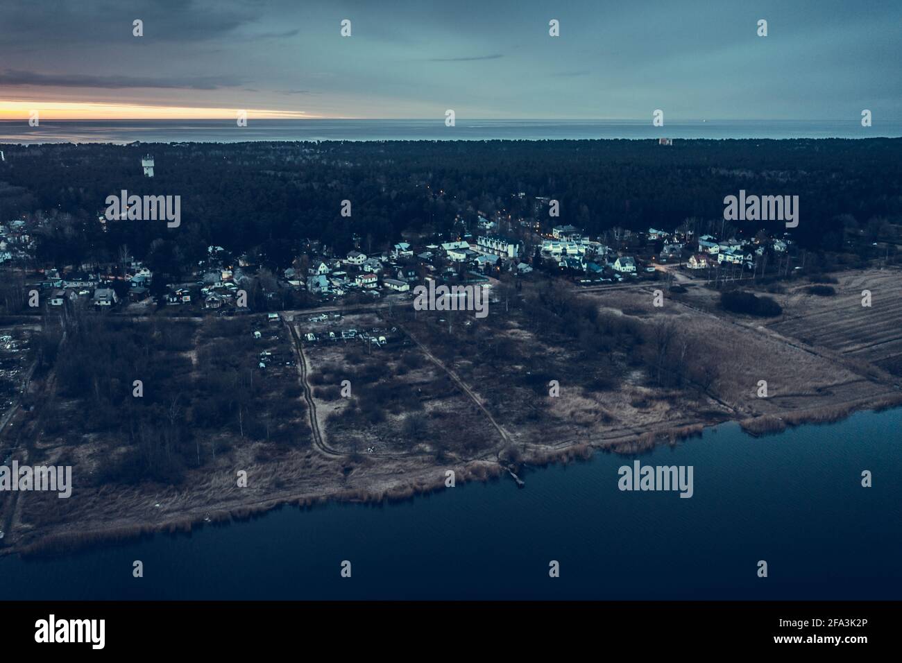 Aerial view from the sky above the Edogawa River in Ichikawa city Stock ...