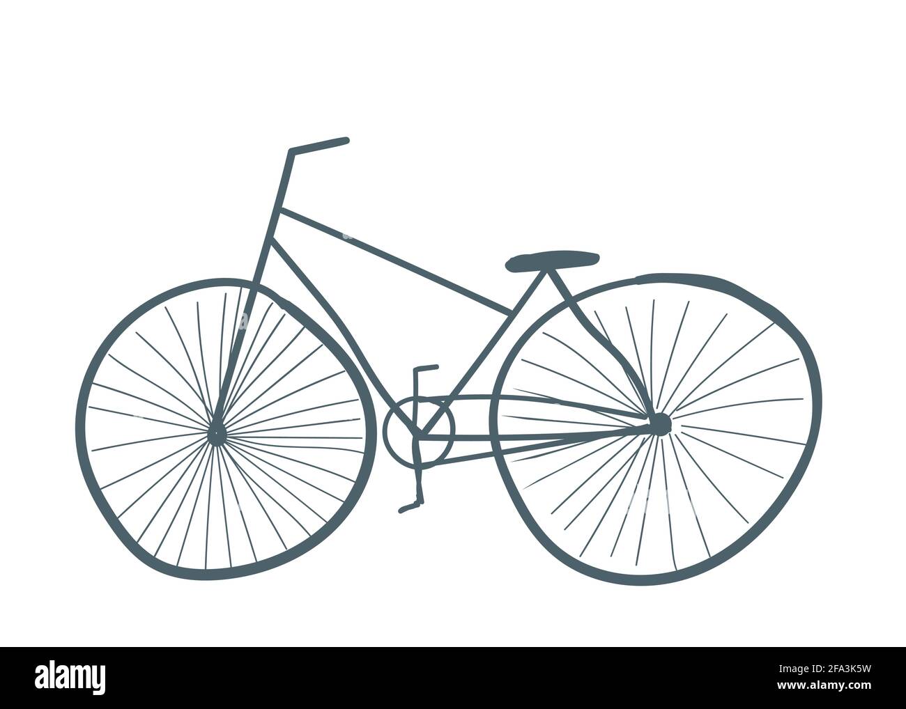 gray color bike. isolated transport. hand drawn cartoon style, vector ...