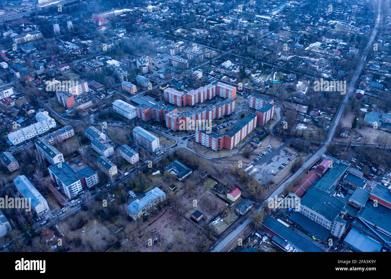 A bird's-eye view of a small town Stock Photo - Alamy
