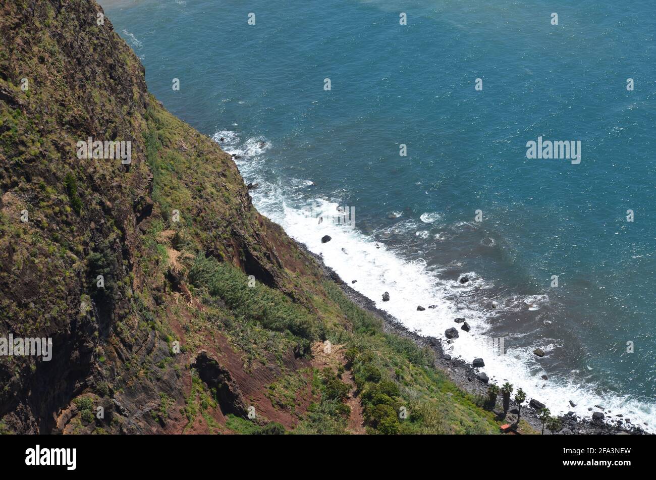 Faja dos Padres in Madeira island, a narrow coastal platform at the ...