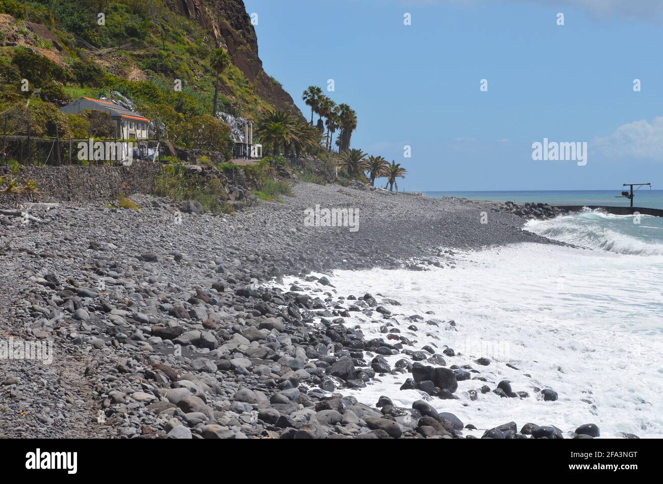 Faja dos Padres in Madeira island, a narrow coastal platform at the ...