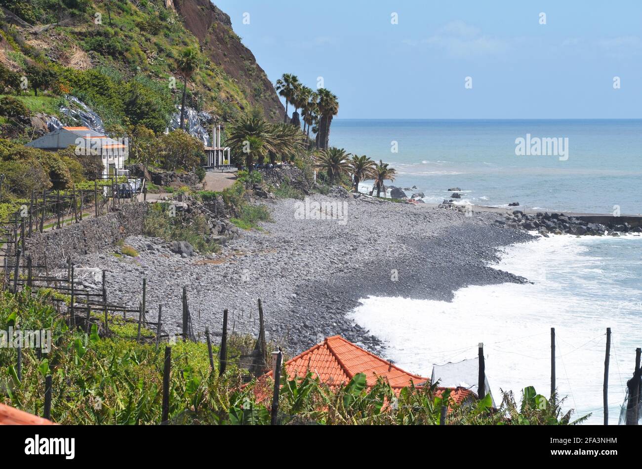 Faja dos Padres in Madeira island, a narrow coastal platform at the ...