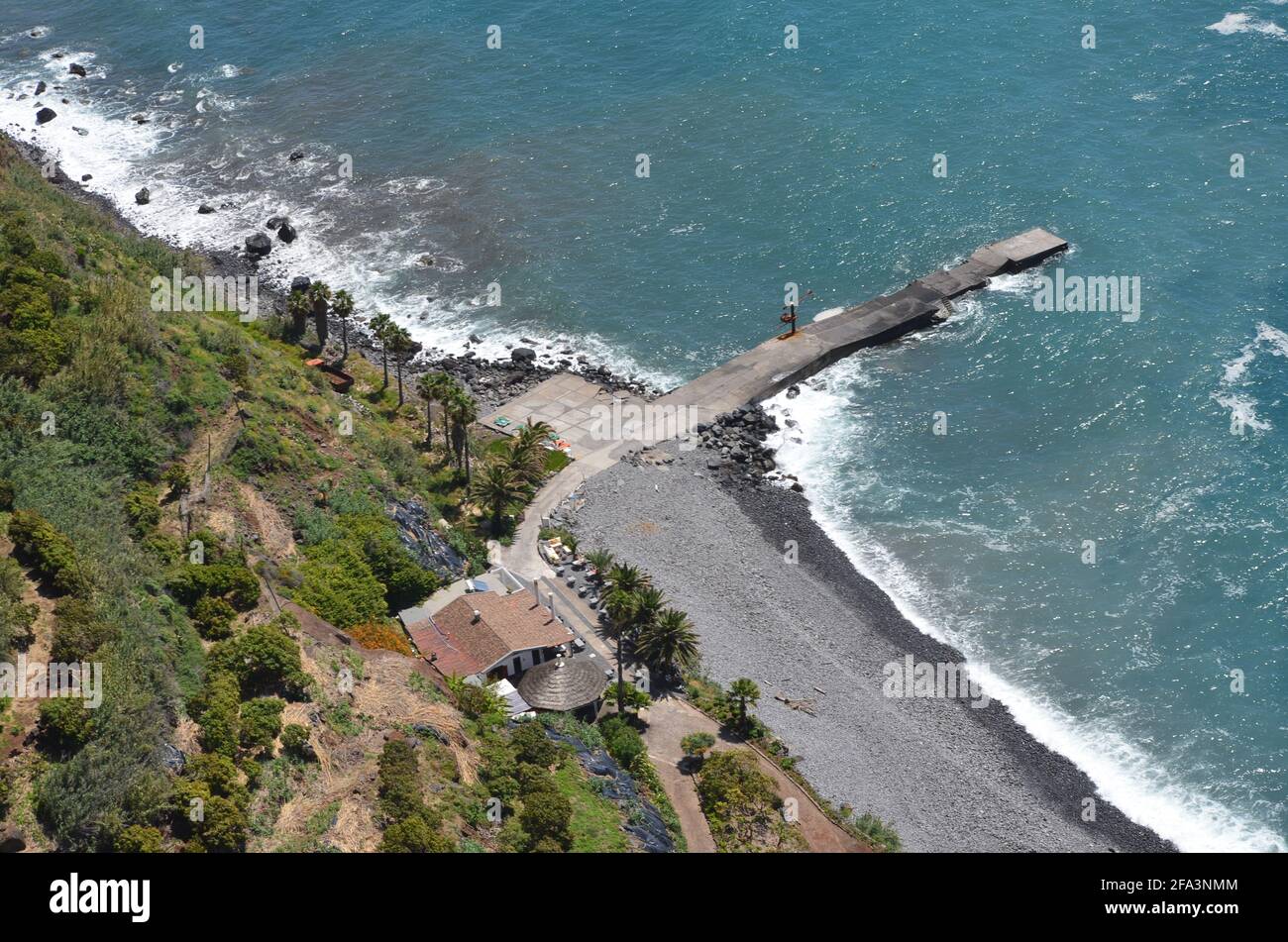 Faja dos Padres in Madeira island, a narrow coastal platform at the ...