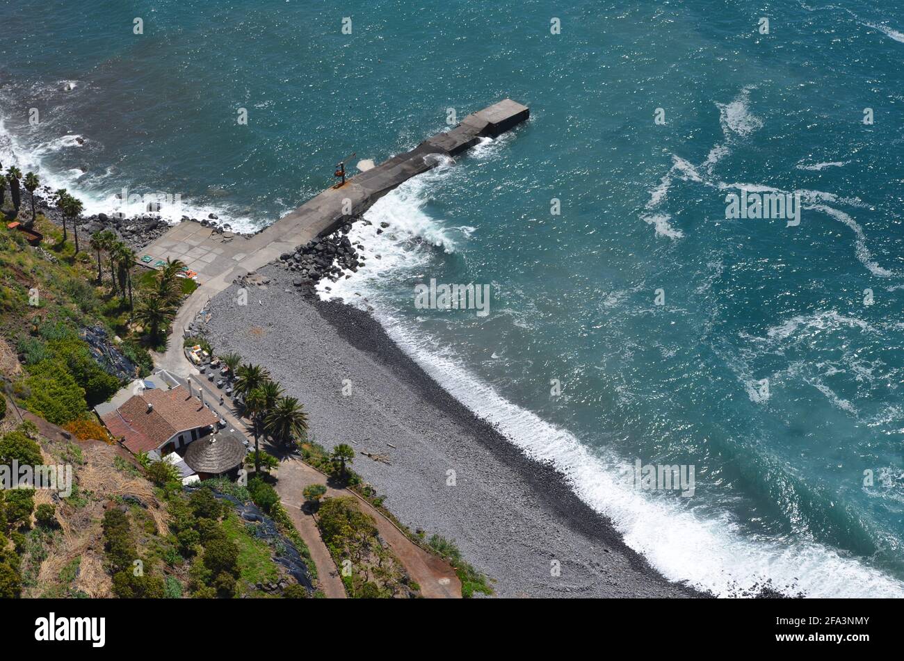 Faja dos Padres in Madeira island, a narrow coastal platform at the ...