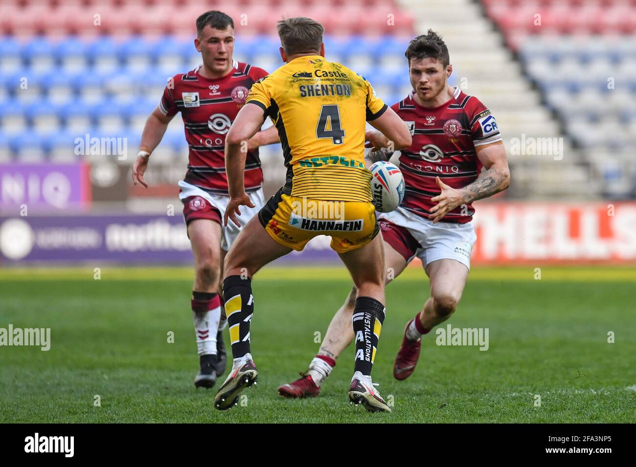 John Bateman (13) of Wigan Warriors in action in, on 4/22/2021. (Photo ...