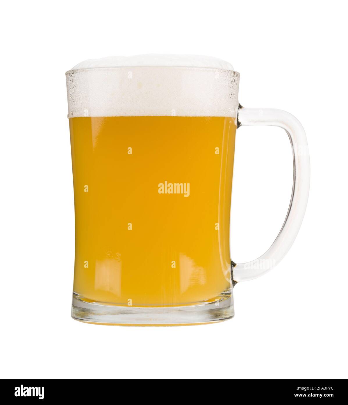 Mug filled with white beer, isolated on white Stock Photo - Alamy