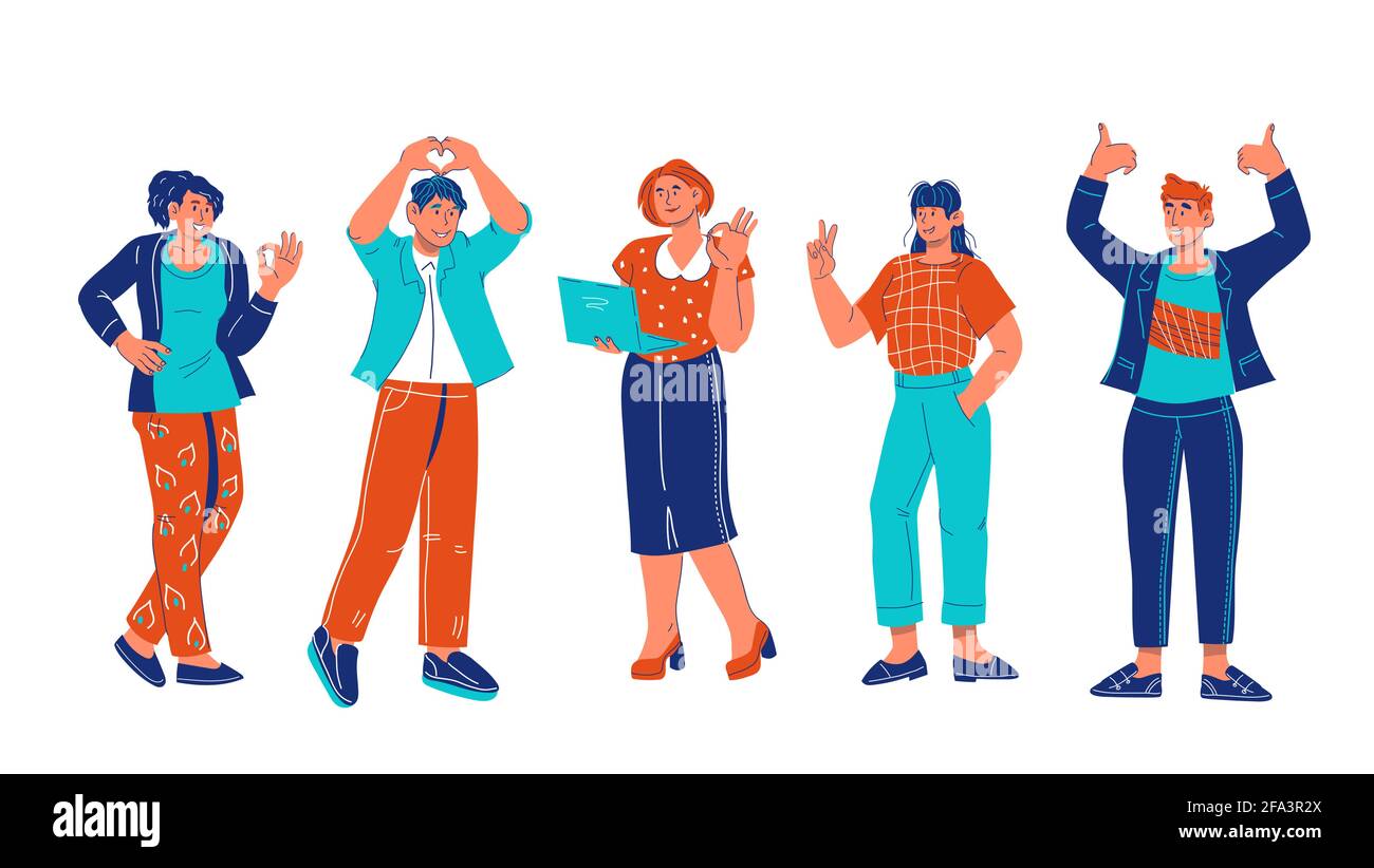 Row smiling young people in Stock Vector Images - Alamy