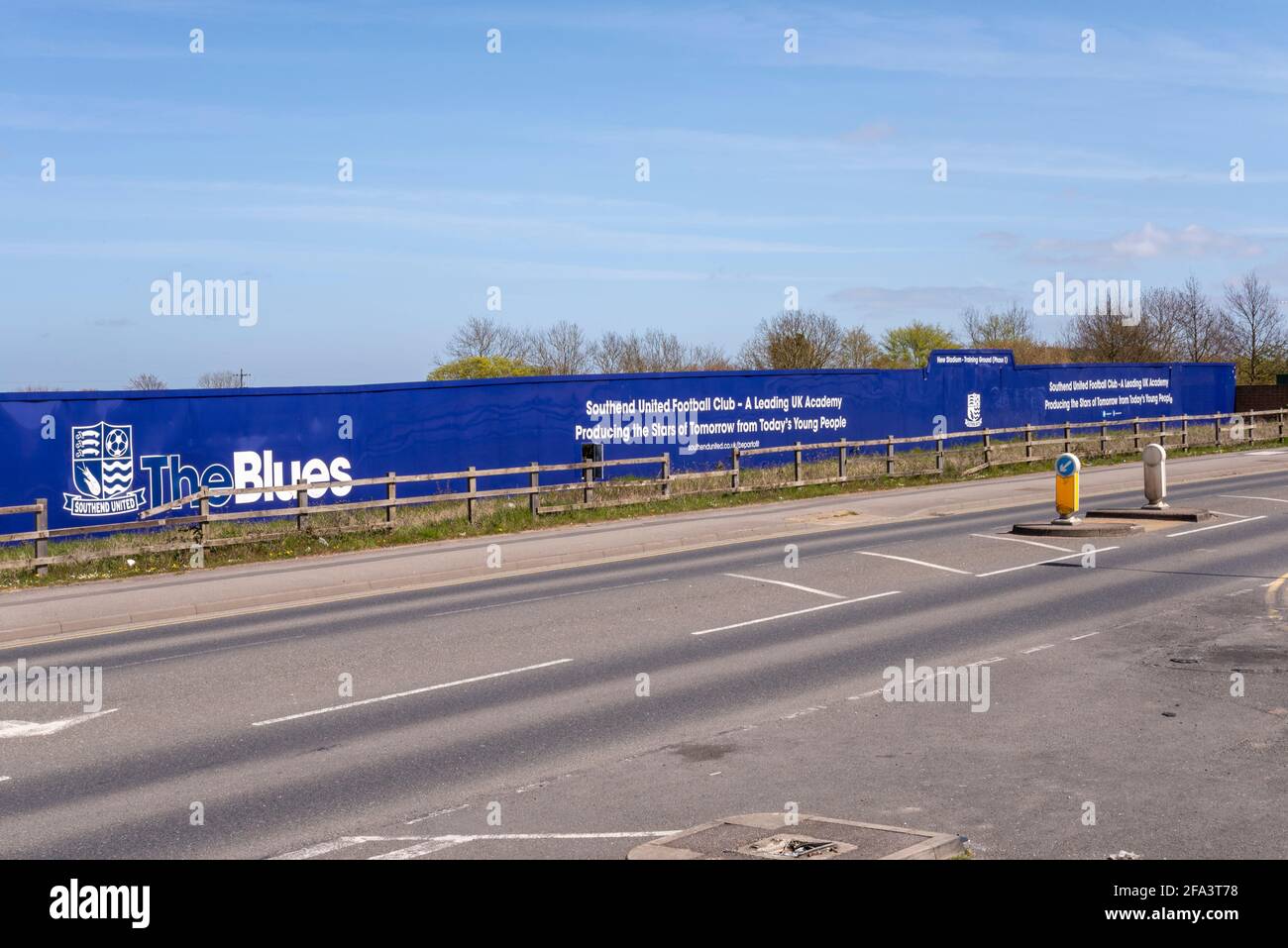 Building site hoarding around proposed Southend Utd football club new ...