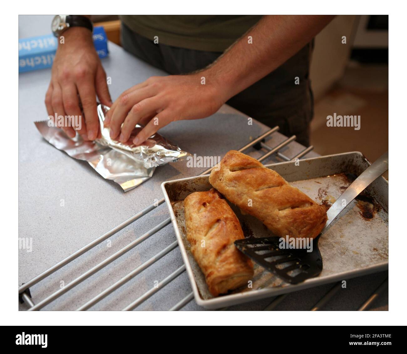 Simon Usborne cooks a pack lunch and eats in the office. Sausage Rolls ...