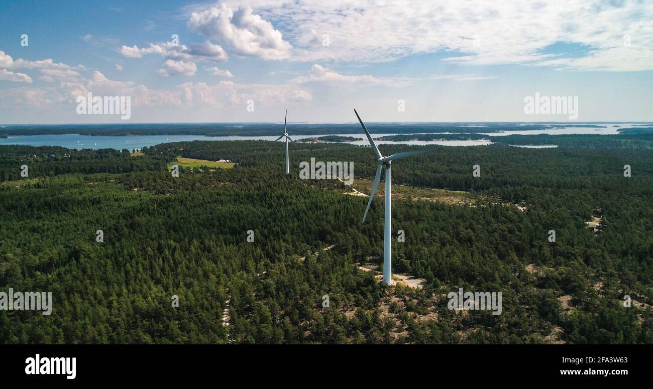 Wind power turbines in Finland Stock Photo - Alamy