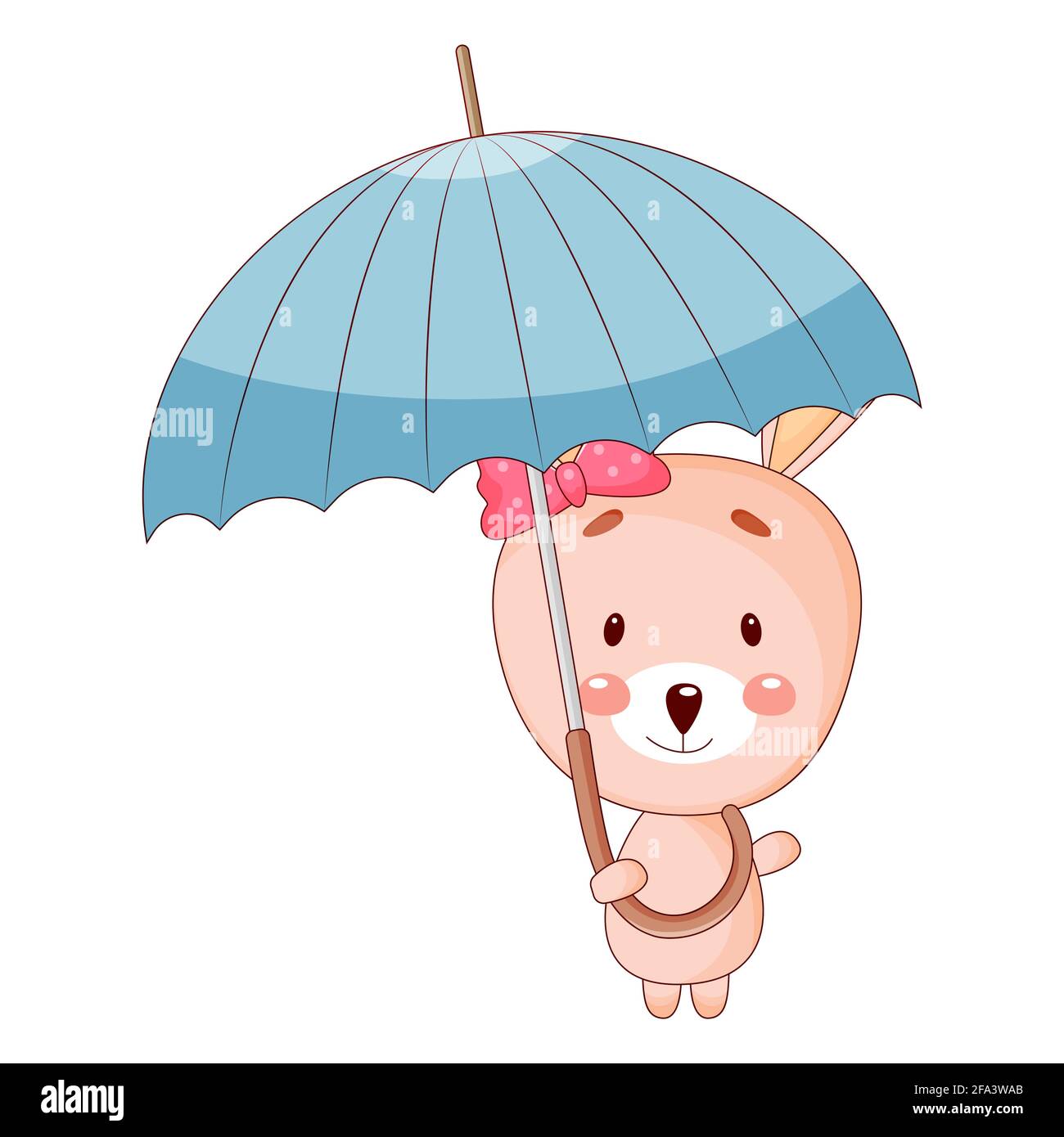 Cute baby bunny, rabbit with umbrella. Vector illustration Stock Vector ...