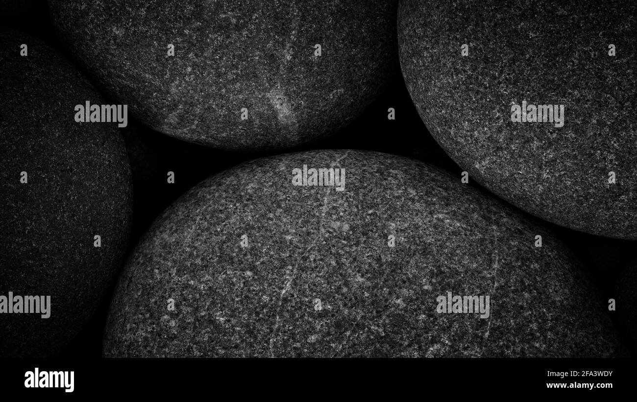 Dark black abstract smooth round pebbles sea texture background Stock ...