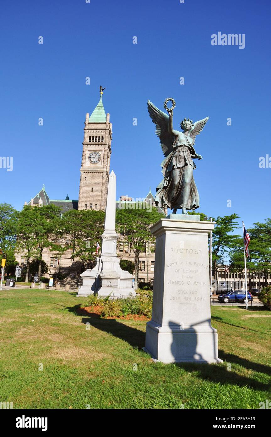 Statue of Liberty in front of City Hall in Lowell National Historic ...