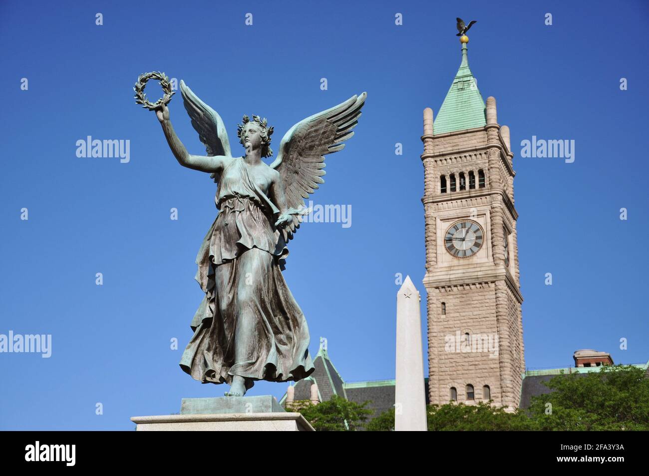 Statue of Liberty in front of City Hall in Lowell National Historic ...