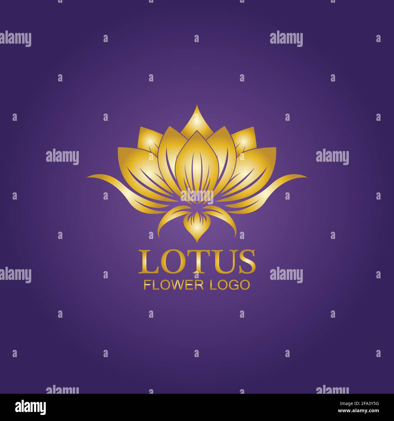 Golden lotus flower logo. Vector design template of lotus icon on dark ...
