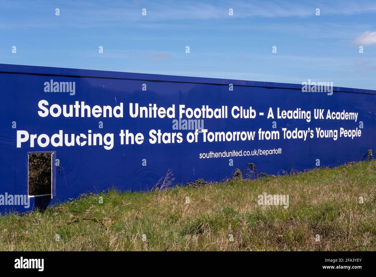 Building site hoarding around proposed Southend Utd football club new ...