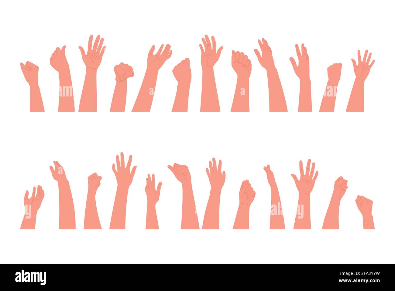 Human hands clapping, clapping, fans. Vector illustration in a flat style on a white background ...