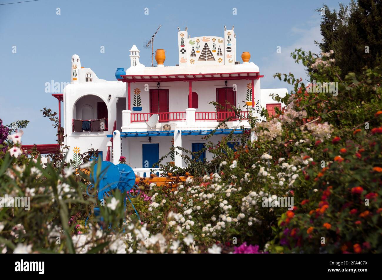Colorful house, Mykonos, Greece Stock Photo - Alamy