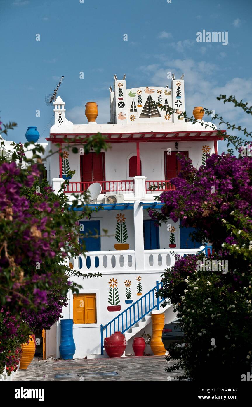 Colorful house, Mykonos, Greece Stock Photo - Alamy