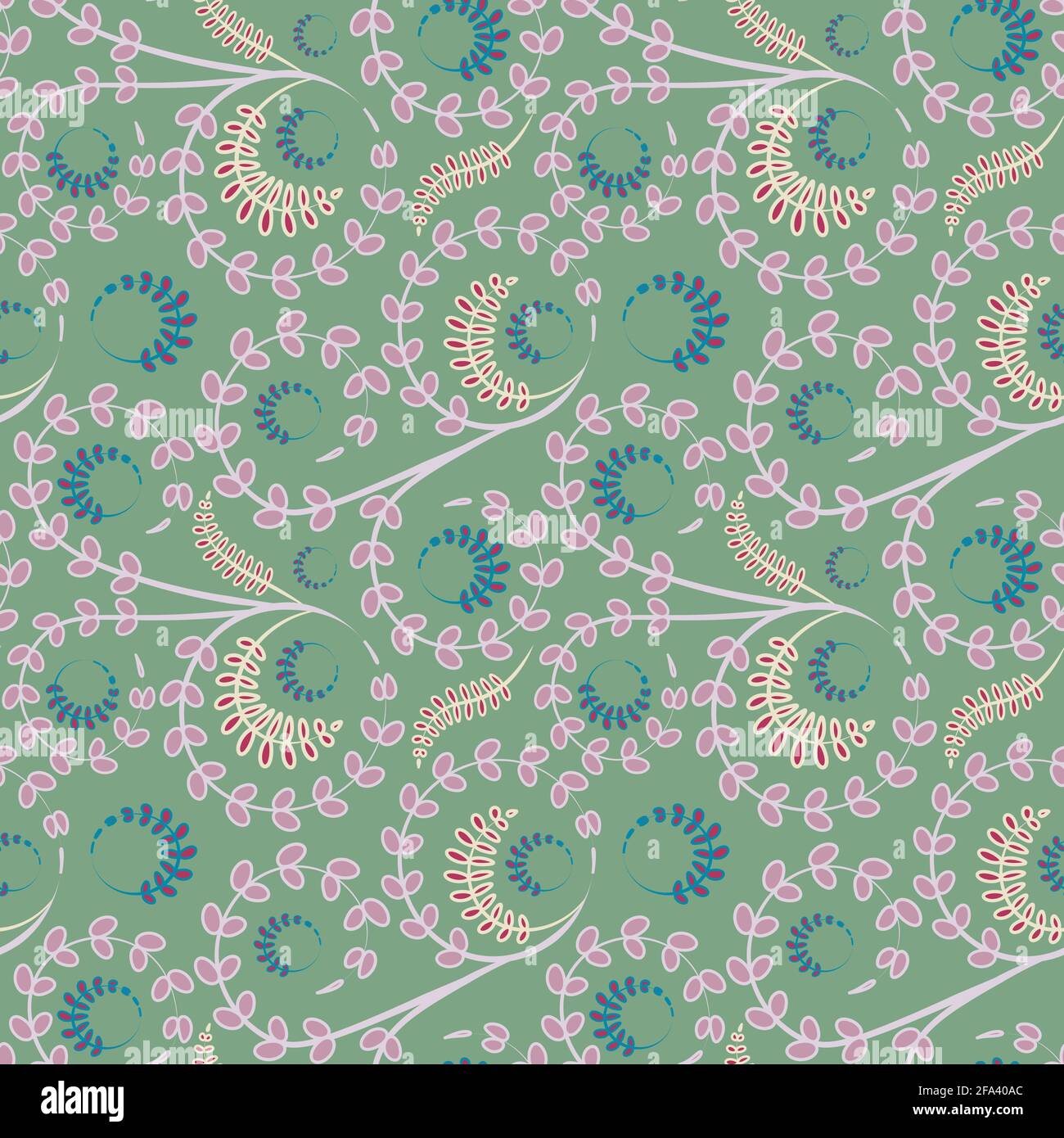 Seamless texture, pattern on a square background - flowers and leaves ...