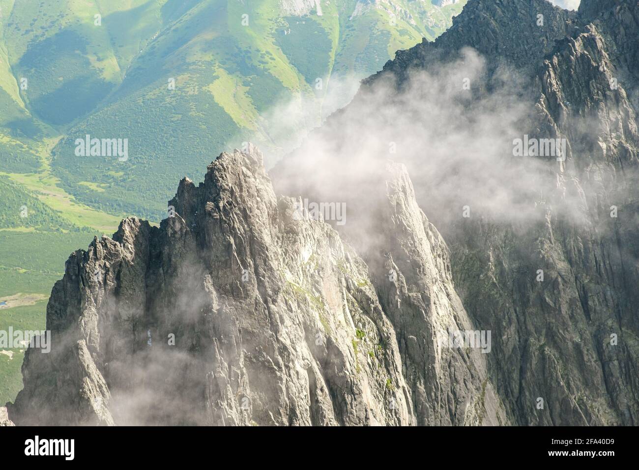 Aerial view of mountain and rock landscape in High Tatras Stock Photo ...