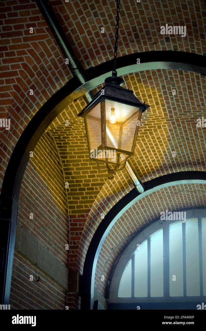 lamp in old vaulted brick building Stock Photo - Alamy