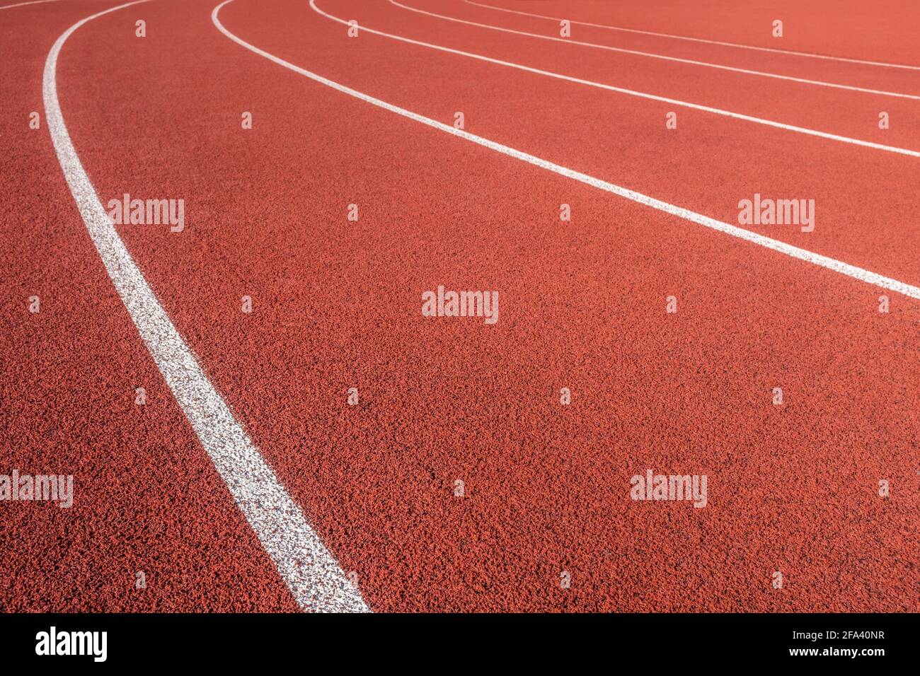 White Markings On A Red Athletic Race Track In A Sports Stadium Stock ...