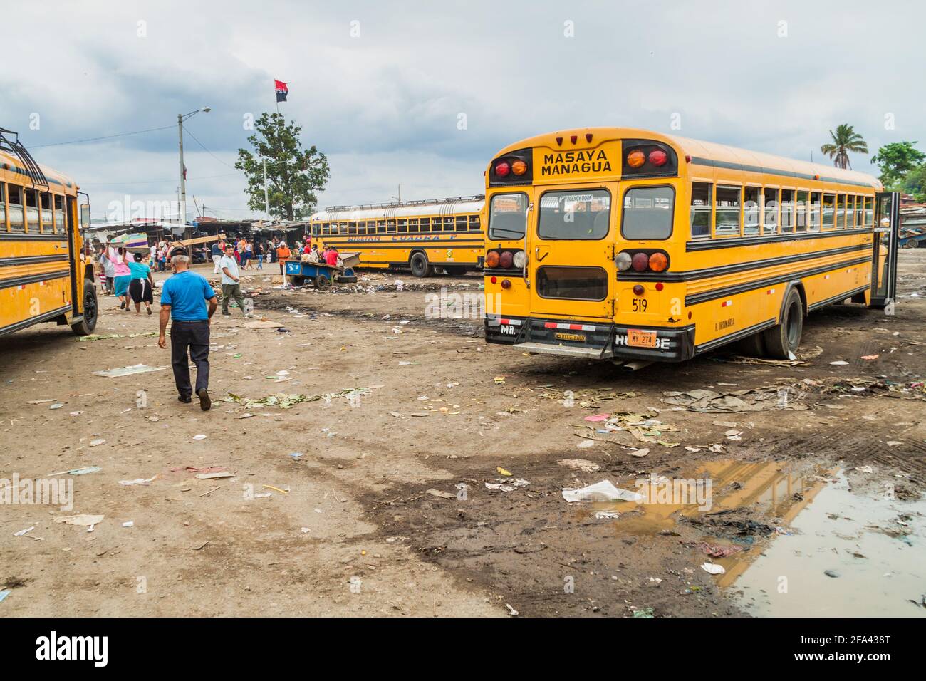 MASAYA, NICARAGUA - APRIL 30, 2016: Local buses called chicken bus at ...