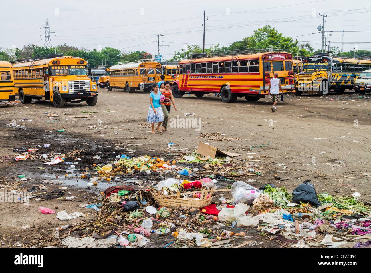 MASAYA, NICARAGUA - APRIL 30, 2016: Local buses called chicken bus at ...