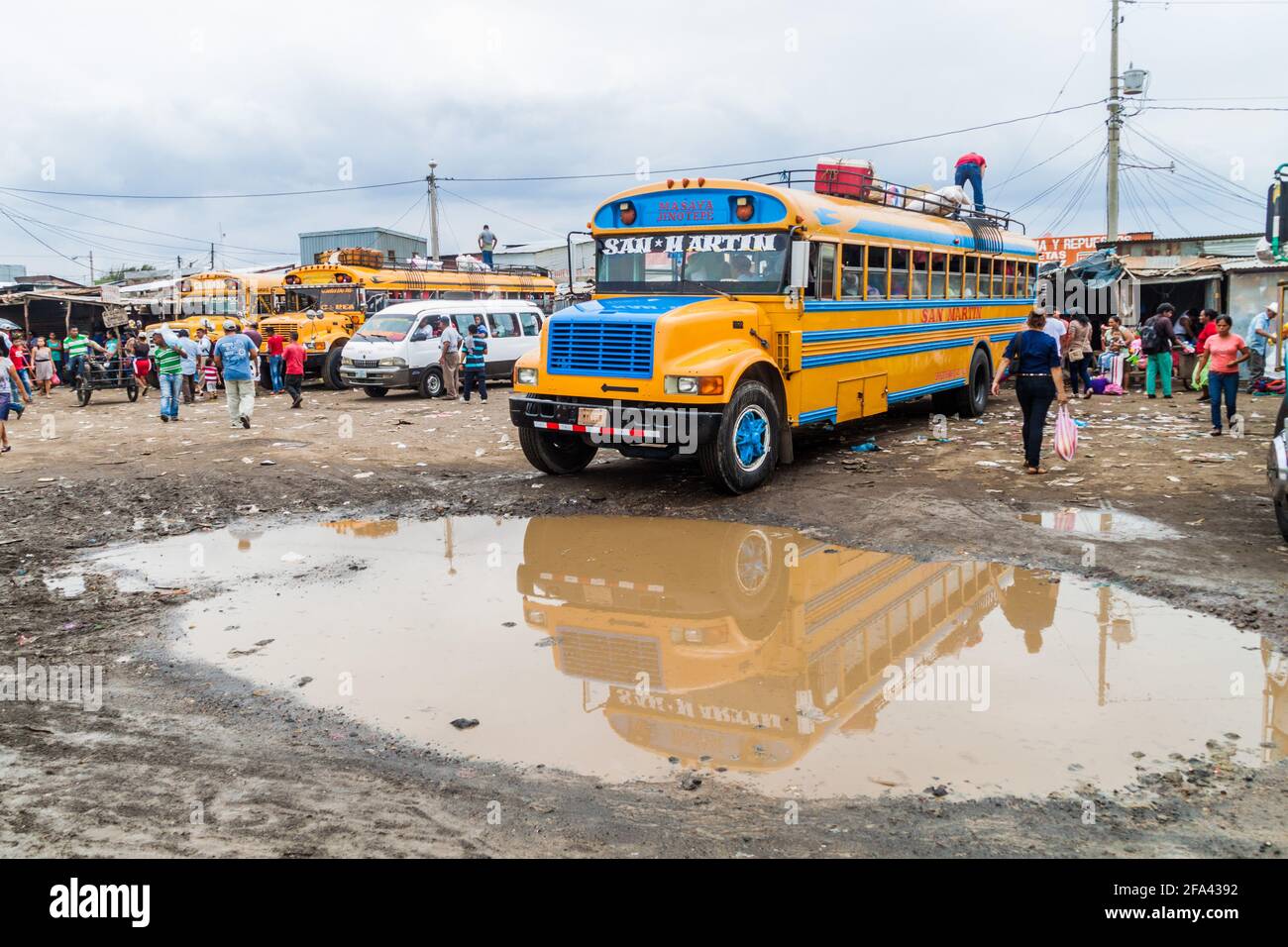 MASAYA, NICARAGUA - APRIL 30, 2016: Local buses called chicken bus at ...