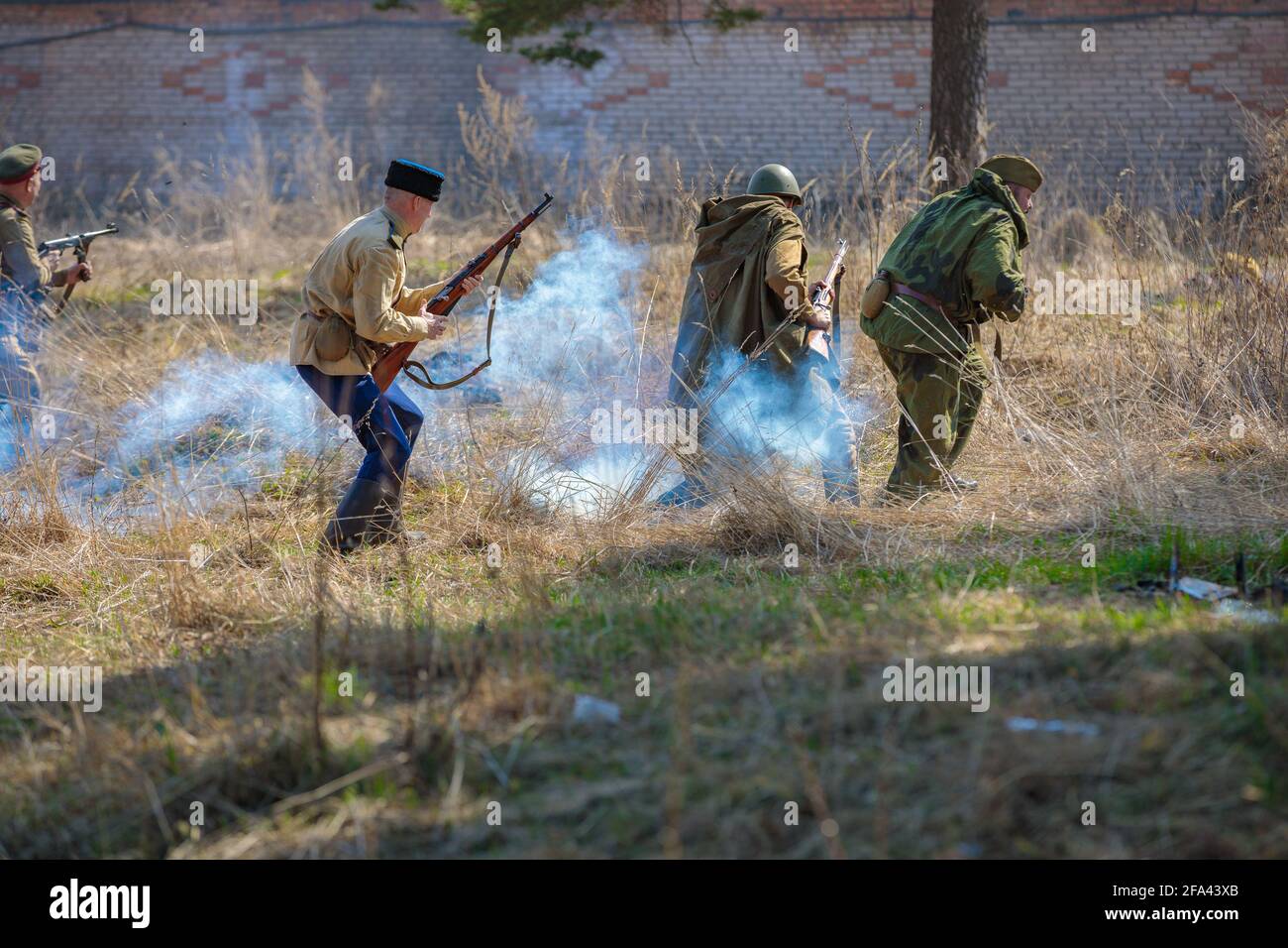 Reconstruction of the Second World War. Russian partisan detachment ...
