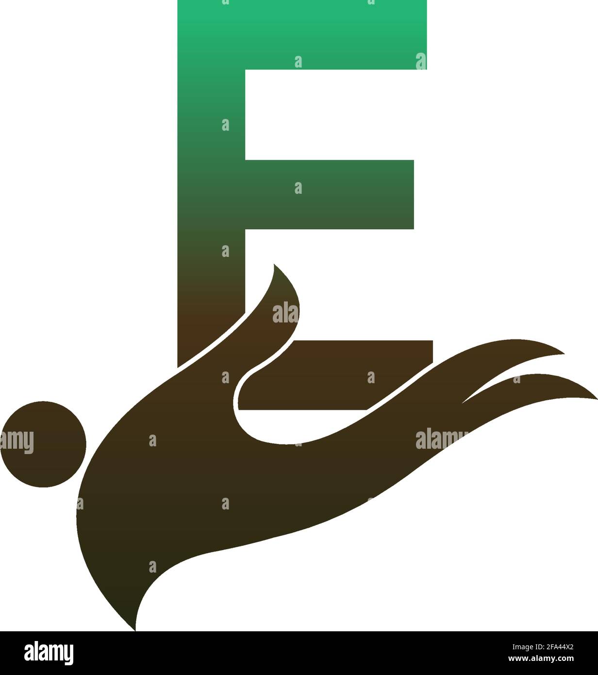 Letter E logo icon with people hand design symbol template vector Stock ...