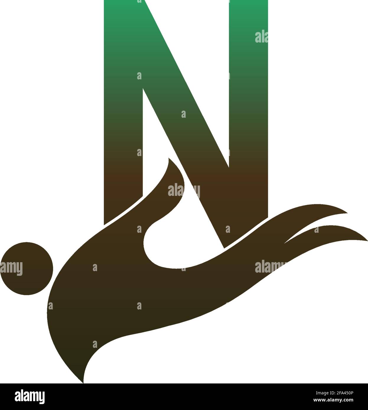 Letter N logo icon with people hand design symbol template vector Stock ...