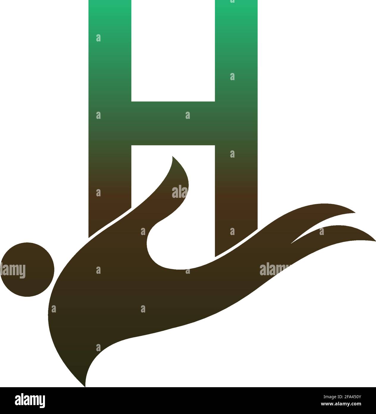 Letter H logo icon with people hand design symbol template vector Stock ...