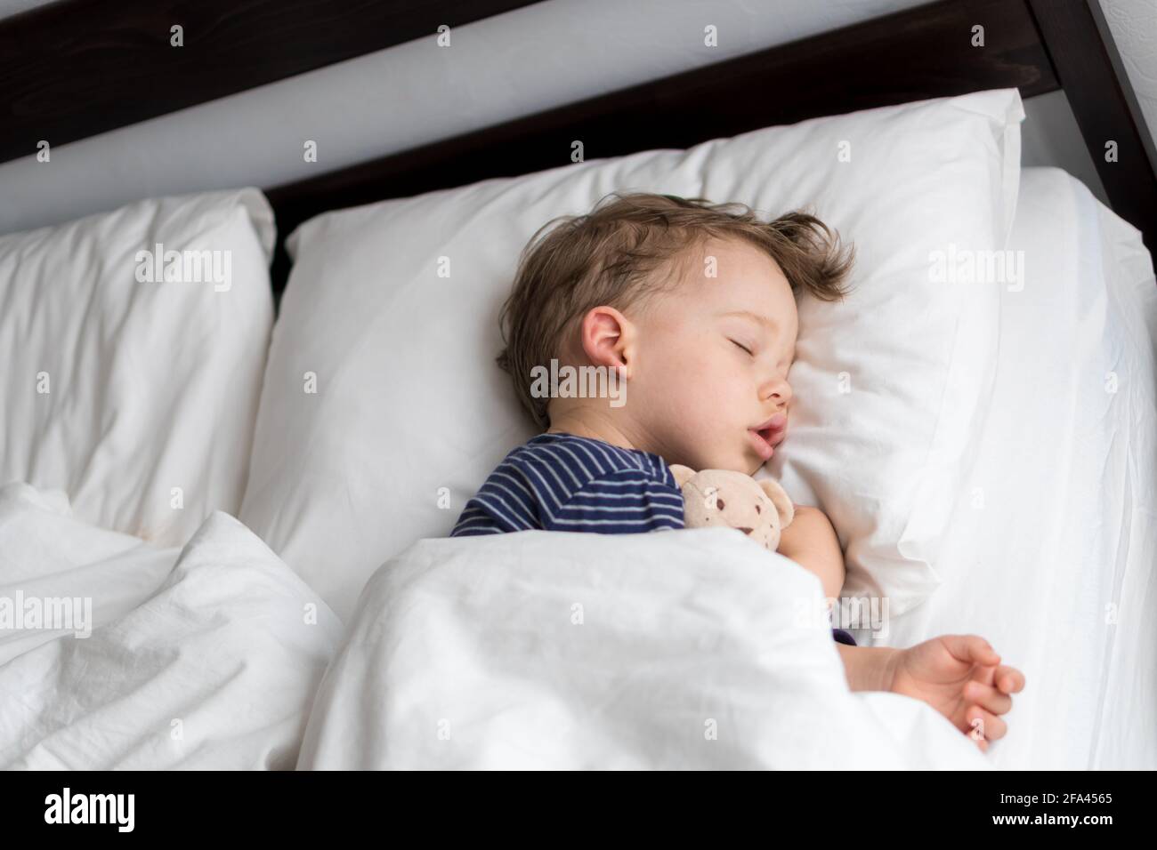 Authentic portrait sick cute caucasian little preschool baby boy in ...