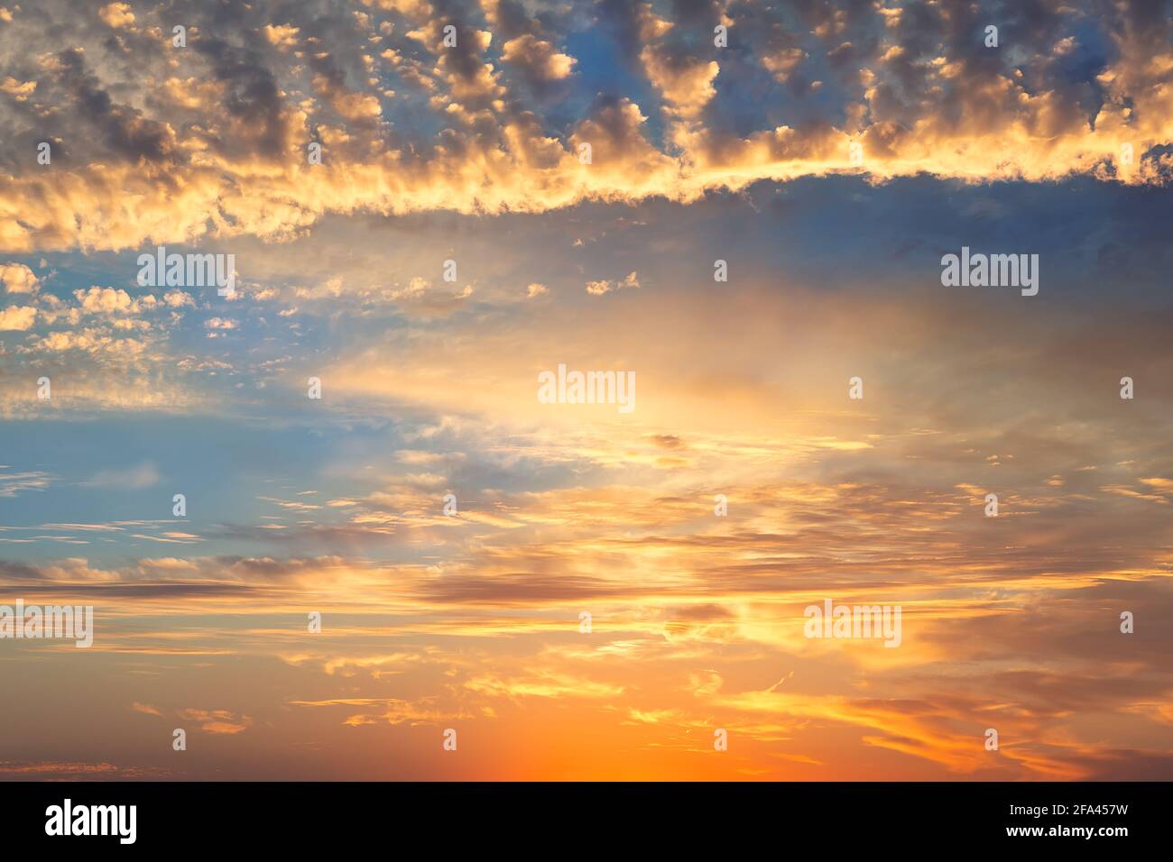 Dramatic colorful red orange to dark blue sunset or sunrise sky ...