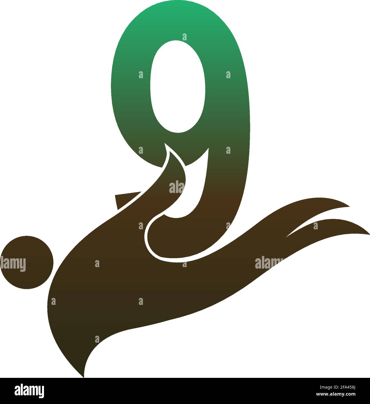 Number 9 logo icon with people hand design symbol template vector Stock ...