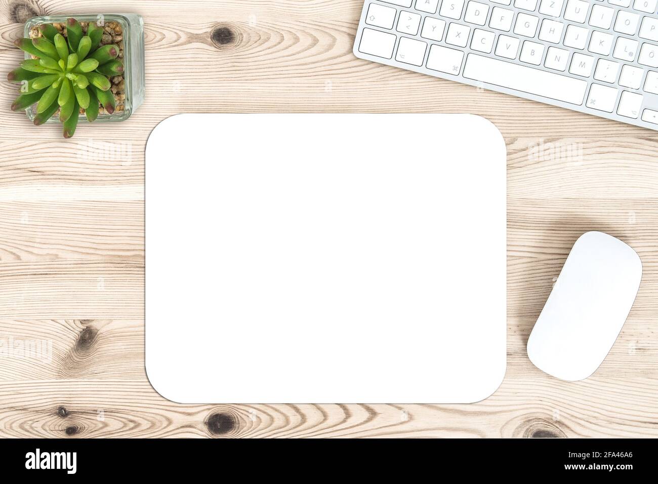 Mouse pad mock up. Office Desk with Keyboard and Mouse Stock Photo - Alamy