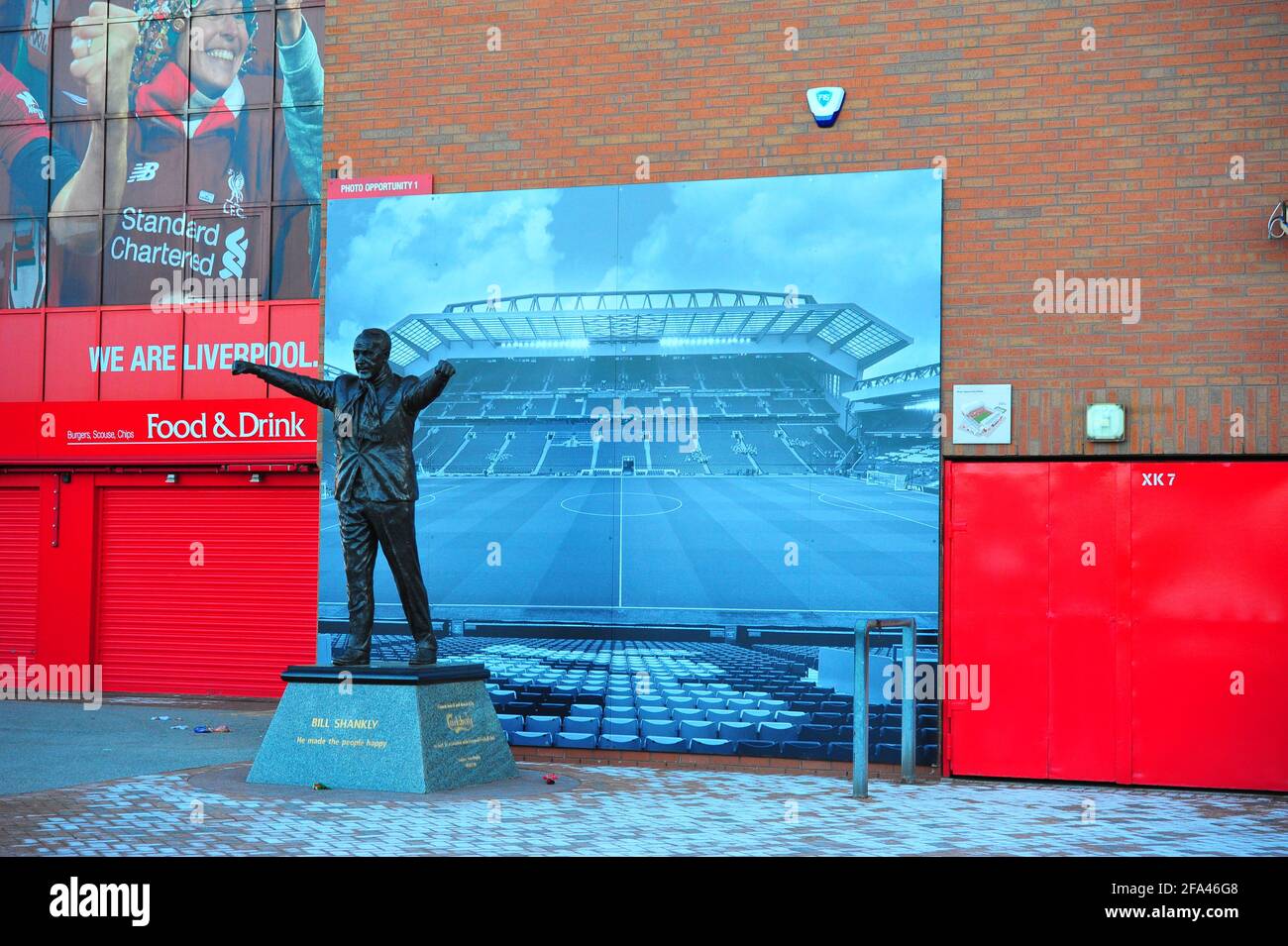 The liverpool crest on the gates at anfield hi-res stock photography ...